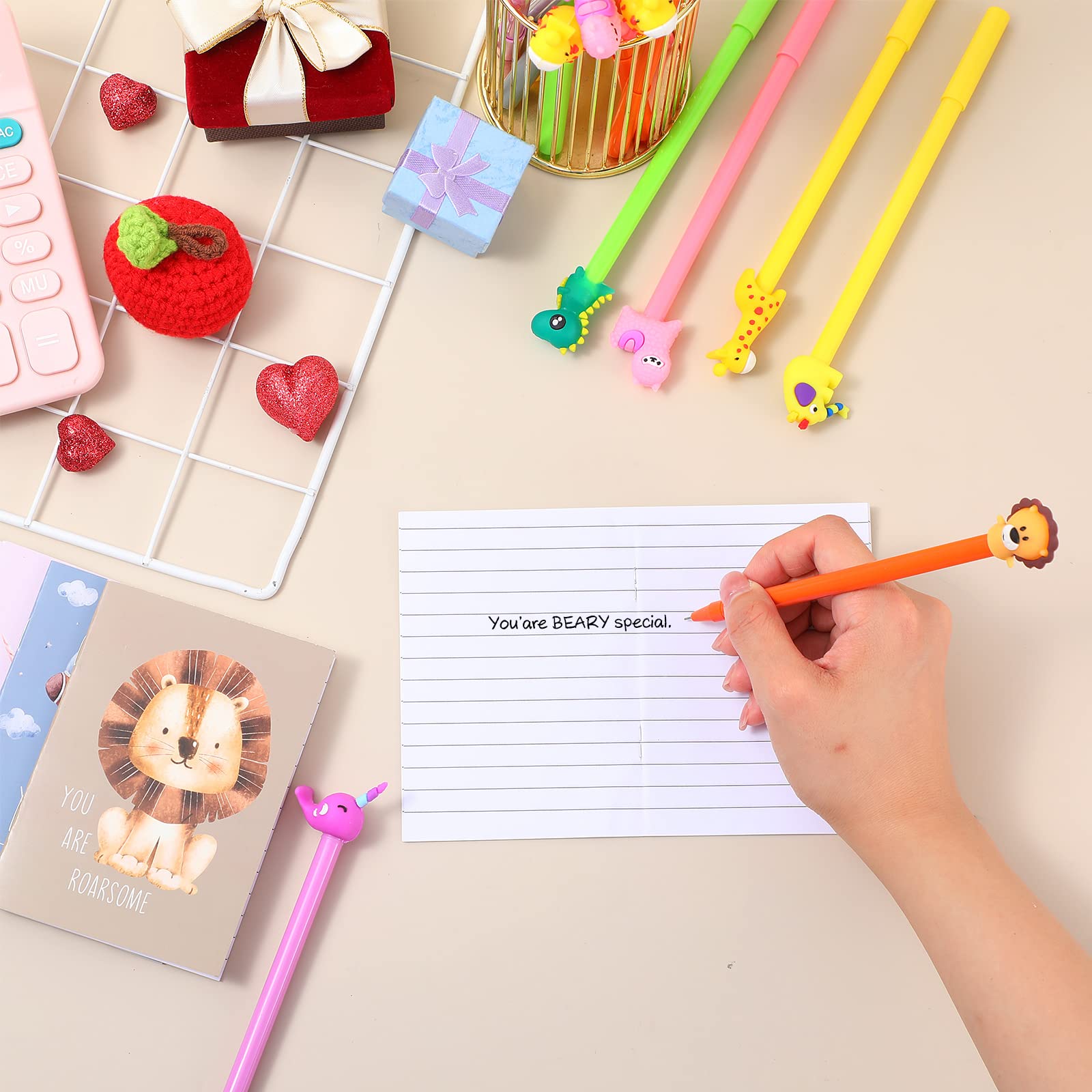 Colarr 64 Pcs Inspirational Mini Notebook with Pens Bulk Motivational Pocket Notebooks Cute Cartoon Animal Pens Funny Gift for Students from Teacher Classroom Birthday Party Favor