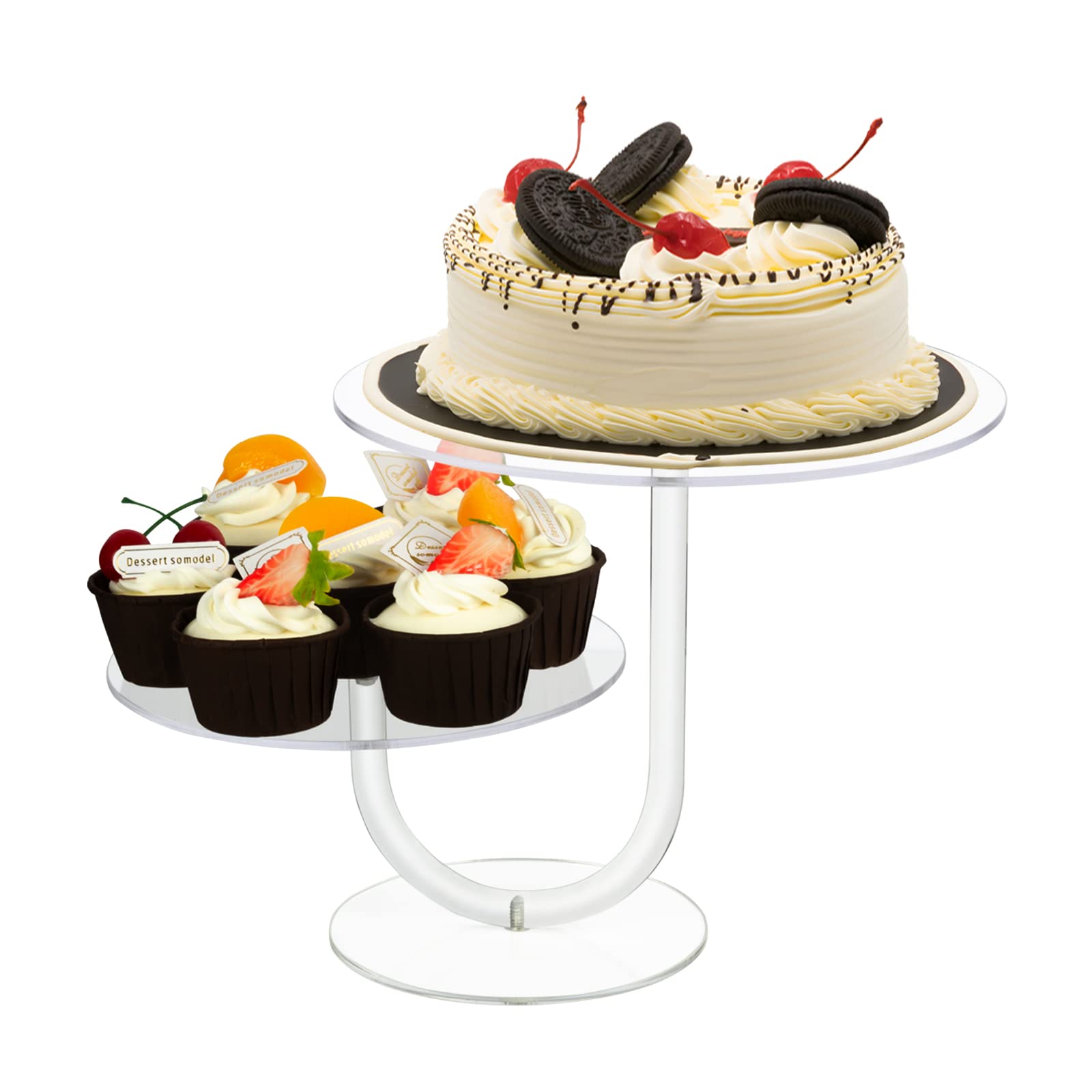 J Cake Display Stand 2 Tier Acrylic Cupcake Tower Display Premium Cupcake Holder Dessert Tree Tower for Birthday Cady Bar Party Décor Weddings Birthday Parties Events (Premium Acrylic 10") (10inch)