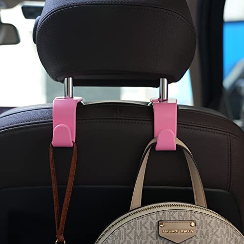 MDPLY Car Seat Headrest Hooks,Universal Auto Seat Hook Hanger Storage Organizer for Key Purse Bags Coats Umbrellas,2 Pack (Deep Pink)