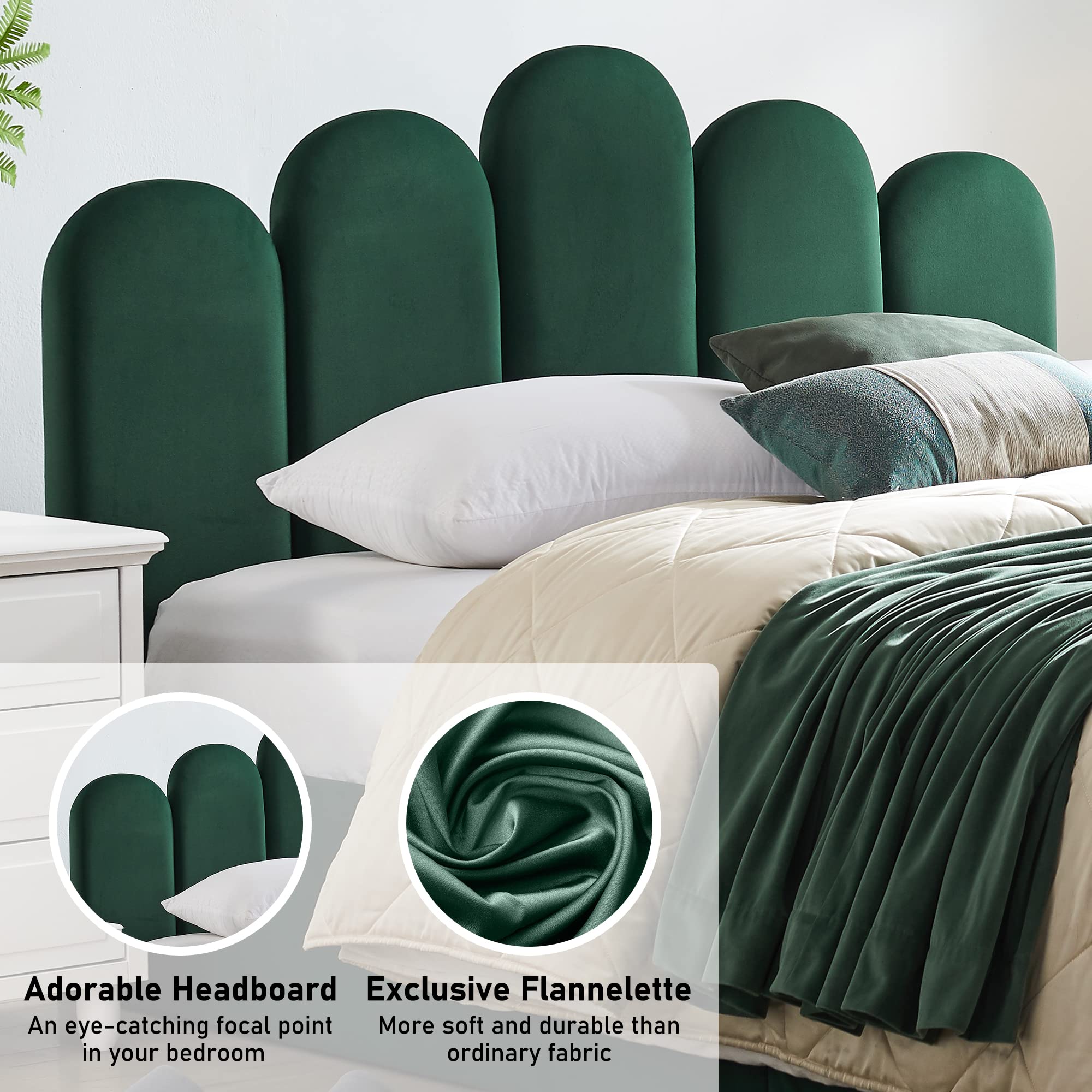 Zanmintaobo Lift Up Storage Bed Full Size, Upholstered Platform Bed with Hydraulic Storage System & Wood Slats Support, Full Bed Frame with Headboard, No Box Spring Needed, Easy Assembly, Green