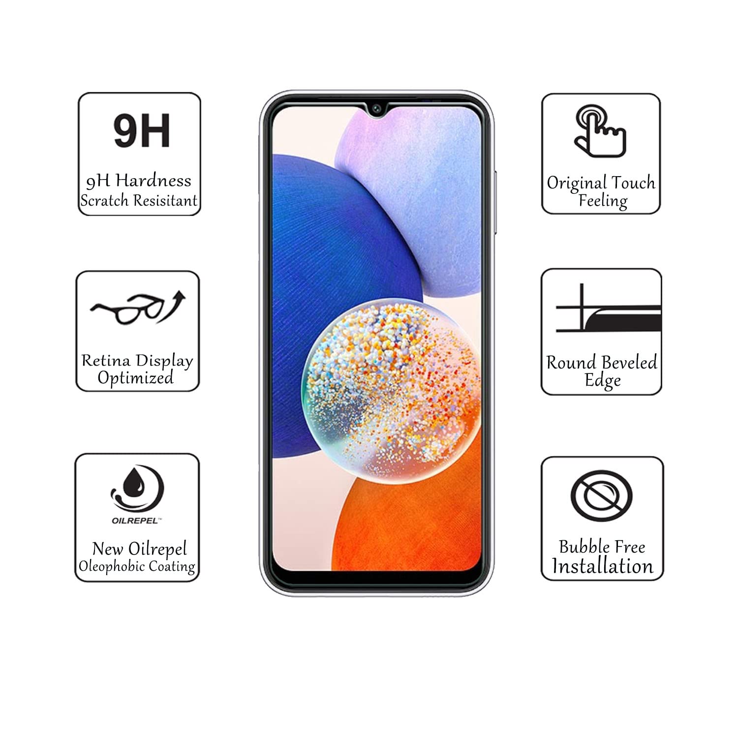 SALMERB Samsung Galaxy A14 5G Screen Protectors (3 Pack), 9H Tempered Glass Film for Samsung Galaxy A14 5G Anti-Scratch Anti-Fingerprint Glass Screen Protectors Zero Bubbles Ultra-clear 99.99%