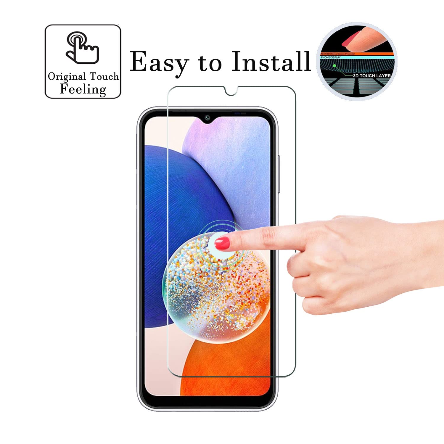 SALMERB Samsung Galaxy A14 5G Screen Protectors (3 Pack), 9H Tempered Glass Film for Samsung Galaxy A14 5G Anti-Scratch Anti-Fingerprint Glass Screen Protectors Zero Bubbles Ultra-clear 99.99%