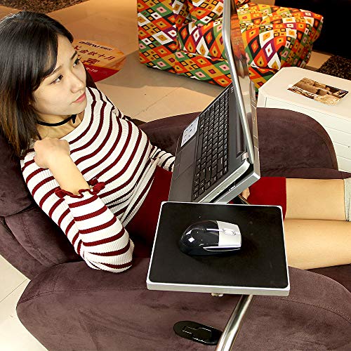 Laptop Mouse Stand Mount Workstation Video Game Chair or Round Bar Mounted Keyboard Tray PC Platform Armrest Wrist Rest Pad 360° Adjustable Fall Prevention Home Office Computer Furniture supplies gift