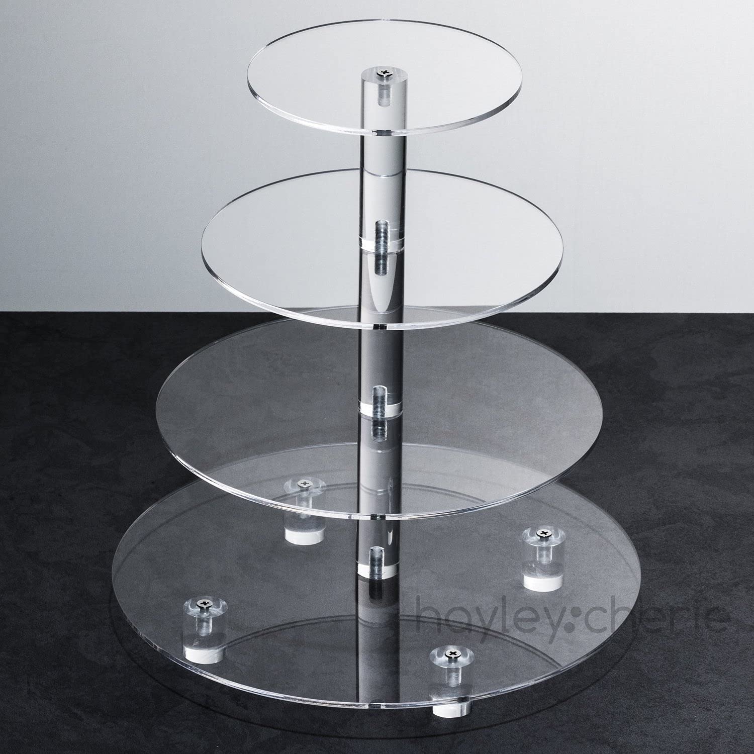 4 Tier Cupcake Stand, Round Acrylic Cupcake Tower, Multi Tiered Cake Stand, Large Clear Holder for Dessert Table Display, Weddings, Graduations, Birthday, Tea Party, Baby Shower, Donut Tree, Pastry