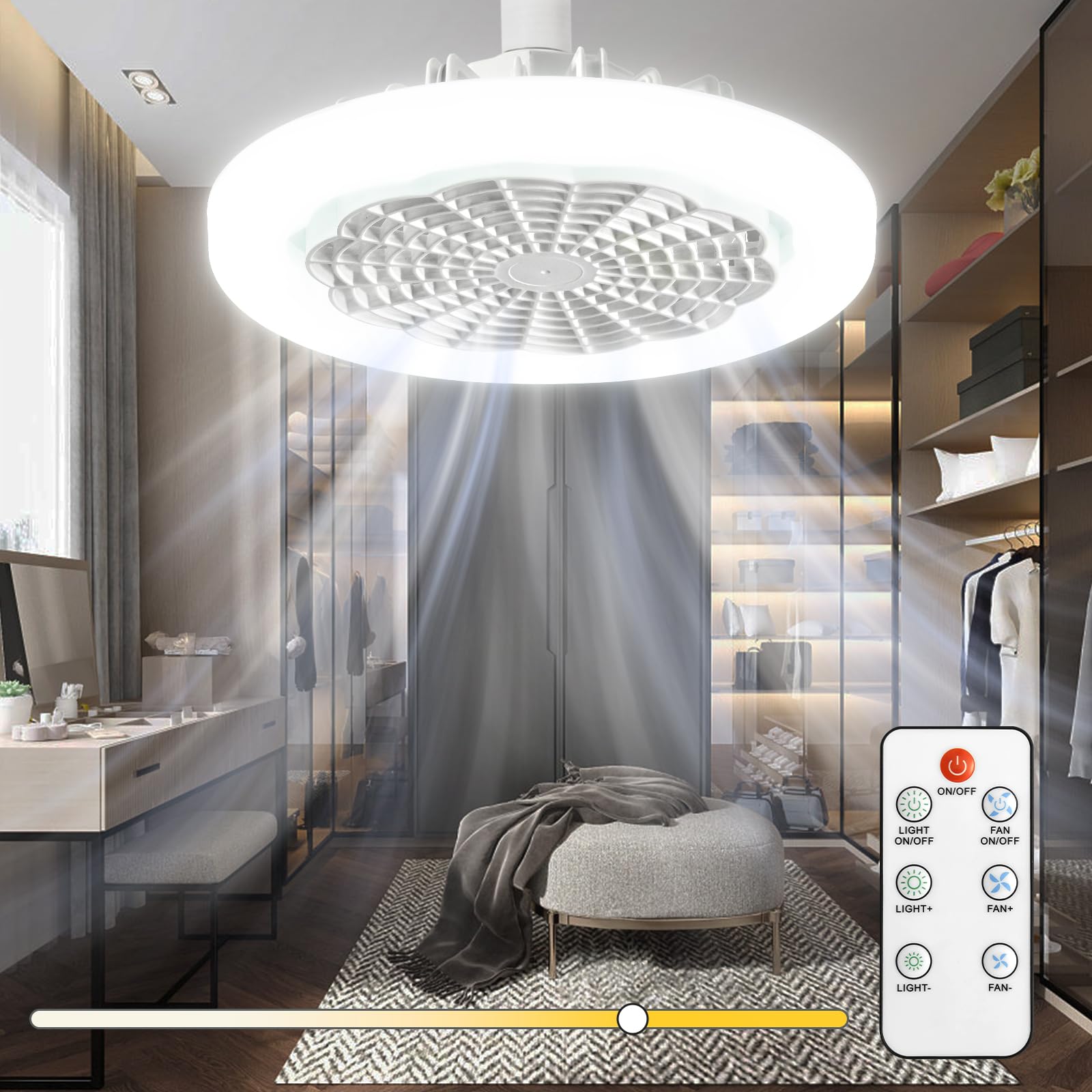 YHPOYLP 10Inch Enclosed Ceiling Fan with Light