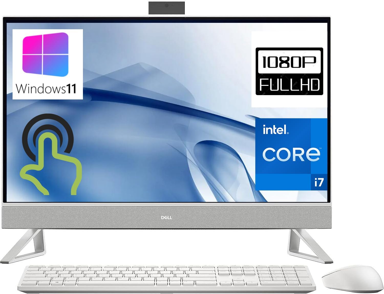 Dell 2023 Inspiron 27 7710 AIO 27" Touchscreen FHD All-in-One Desktop Computer, 12th Gen Intel 10-Core i7-1255U, 64GB DDR4 RAM, 2TB PCIe SSD + 2TB SSD, WiFi 6E, Bluetooth 5.2, White, Windows 11