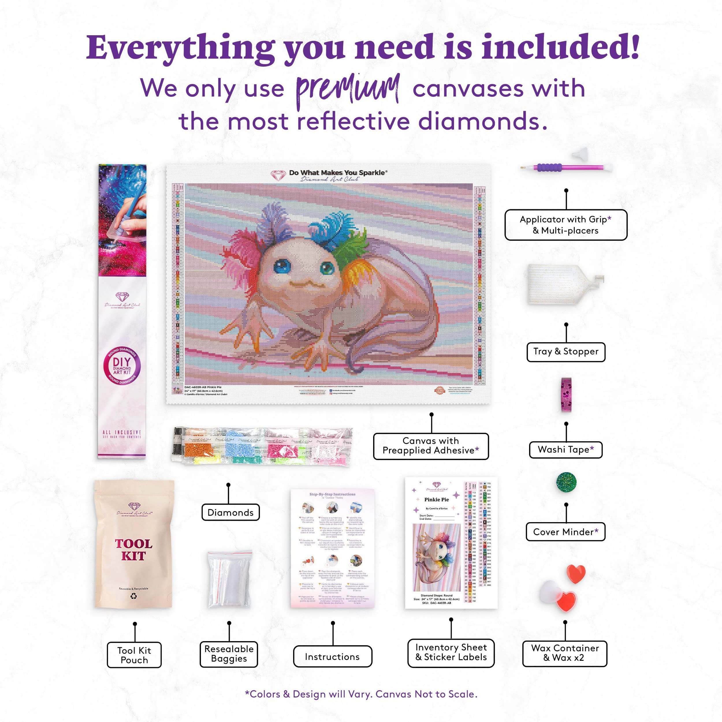 DIAMOND ART CLUB Pinkie Pie Round with 62 Colors Including 5 ABs 32,984 24" x 17" (60.8cm x 42.6cm)