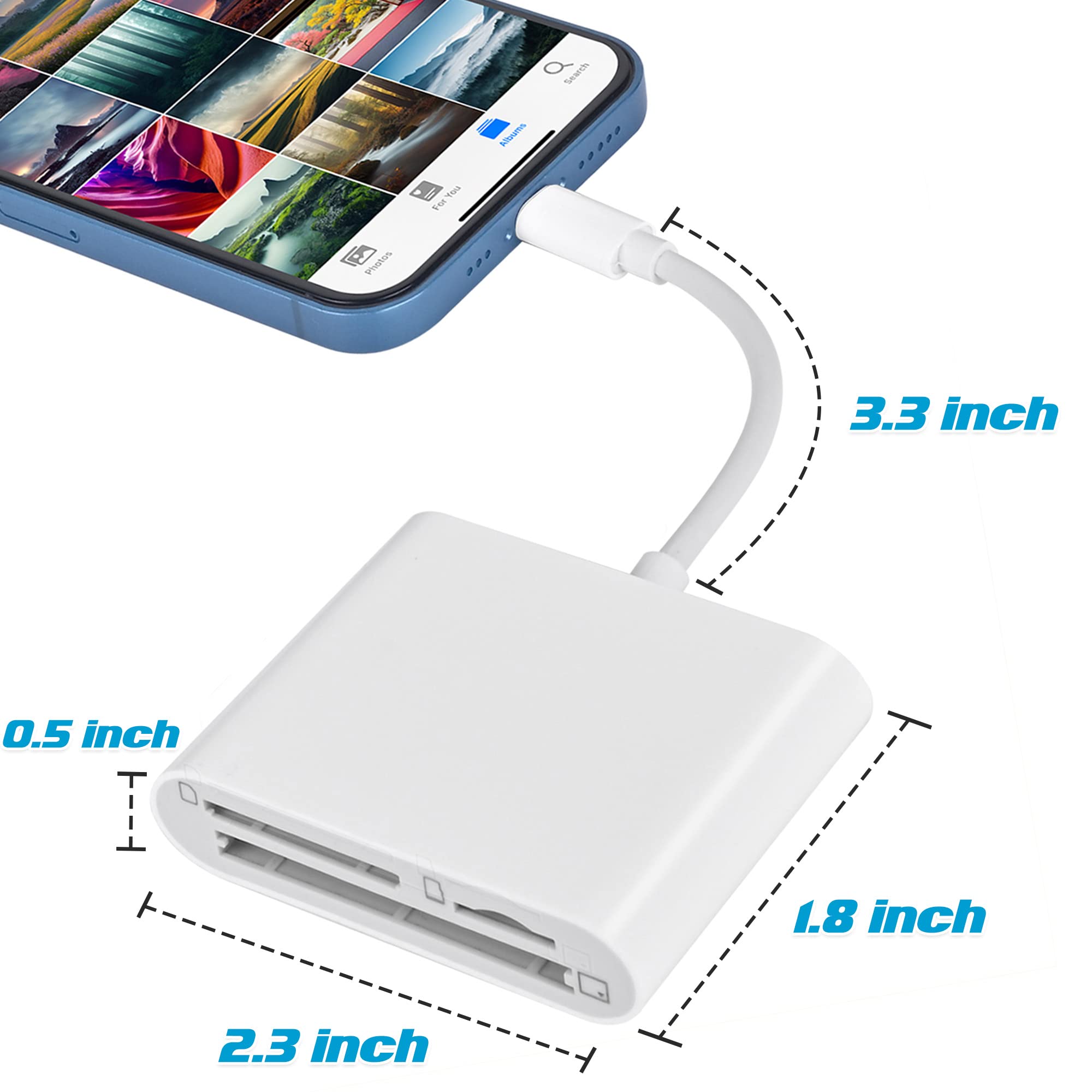 SD CF Card Reader Compatible with iPhone/iPad SD CF TF Memory Card Reader Adapter Digital Trail Game Camera Accessories No Need App