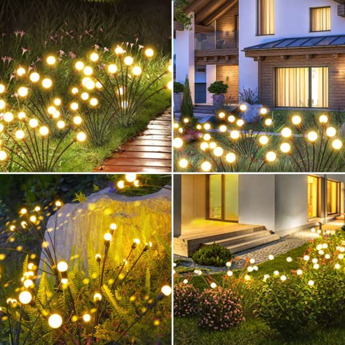 Solar Garden Lights-4 Pack 48 LED Solar Powered Firefly Lights with 2 Lighting Mode,Solar Lights Outdoor Waterproof,Solar Swaying Light, Solar Pathway Lights for Outside Landscape Patio Yard Decor