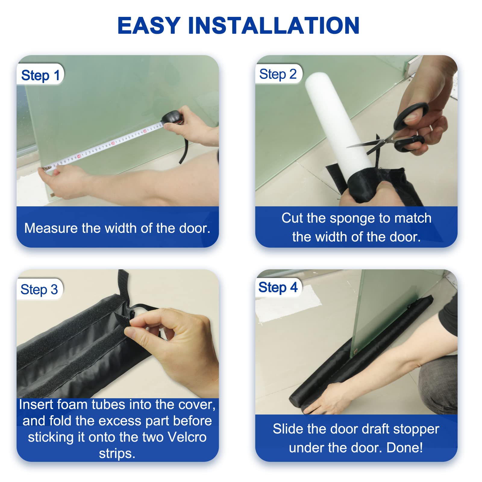 Adjustable Under Door Draft Stopper - Effectively Blocks Cold Air, Wind, Dust, and Reduces Noise - 30" Length