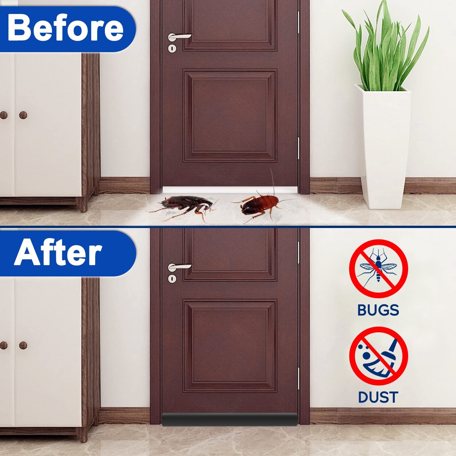 Adjustable Under Door Draft Stopper - Effectively Blocks Cold Air, Wind, Dust, and Reduces Noise - 30" Length