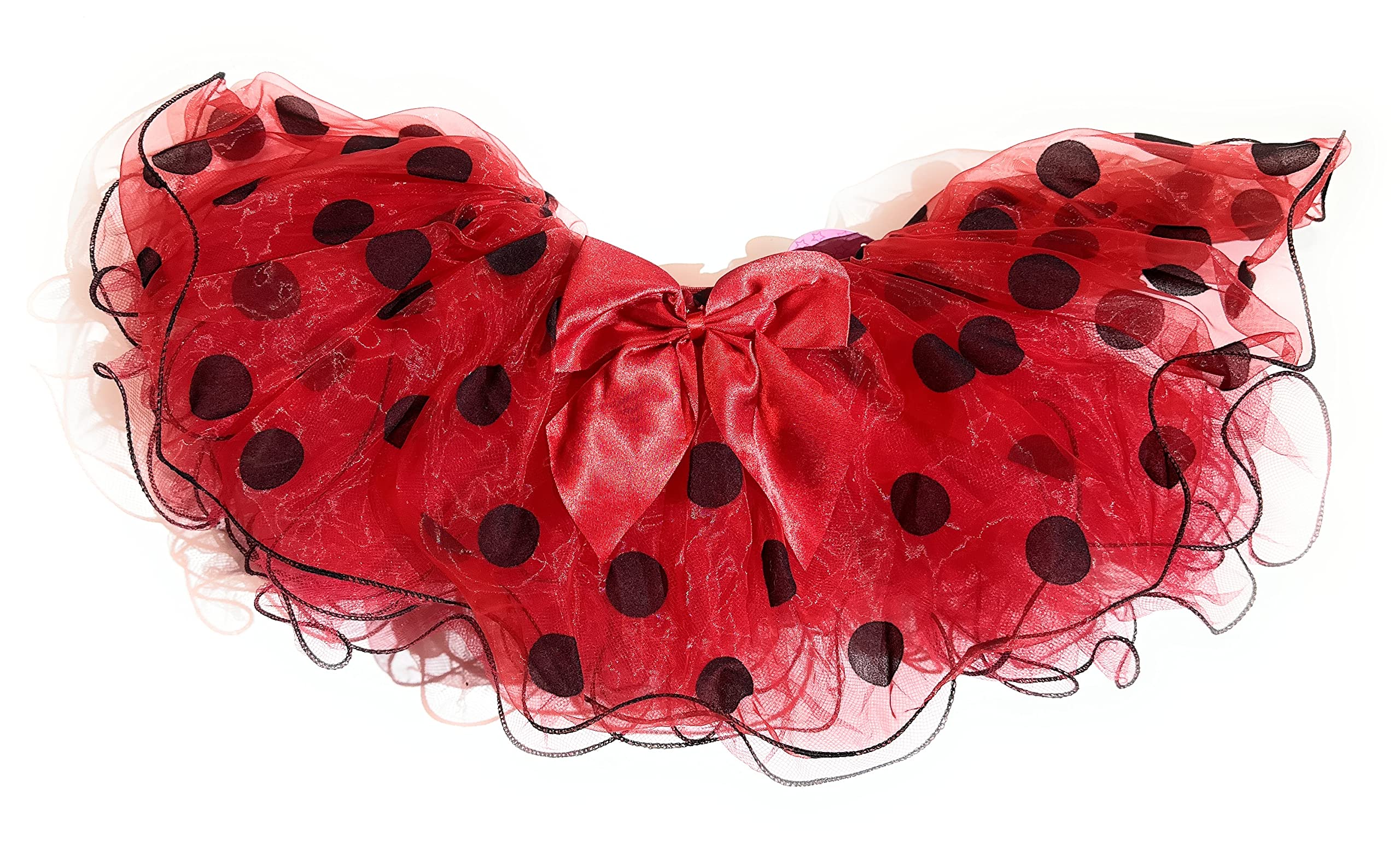 Red Black Polka Dot Ladybug 3 Layer Tulle Tutu Birthday Dress Up Cake Smash Christmas Halloween (Red Black, Large)