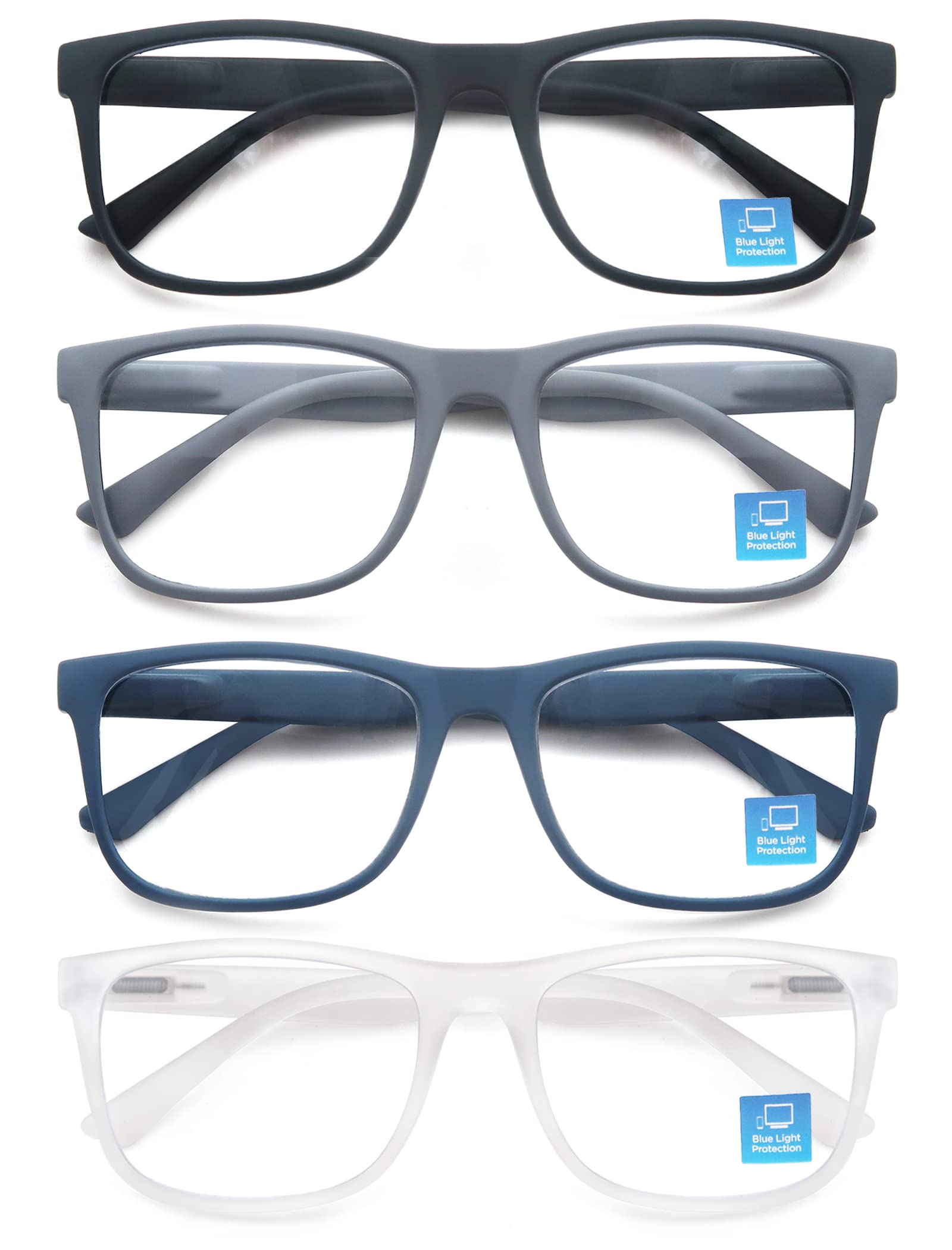 OLOMEE Reading Glasses Men Blue Light Blocking Large Oversized Wide Readers +1.25 Matte Square Cheaters W/Big Head/Large Face