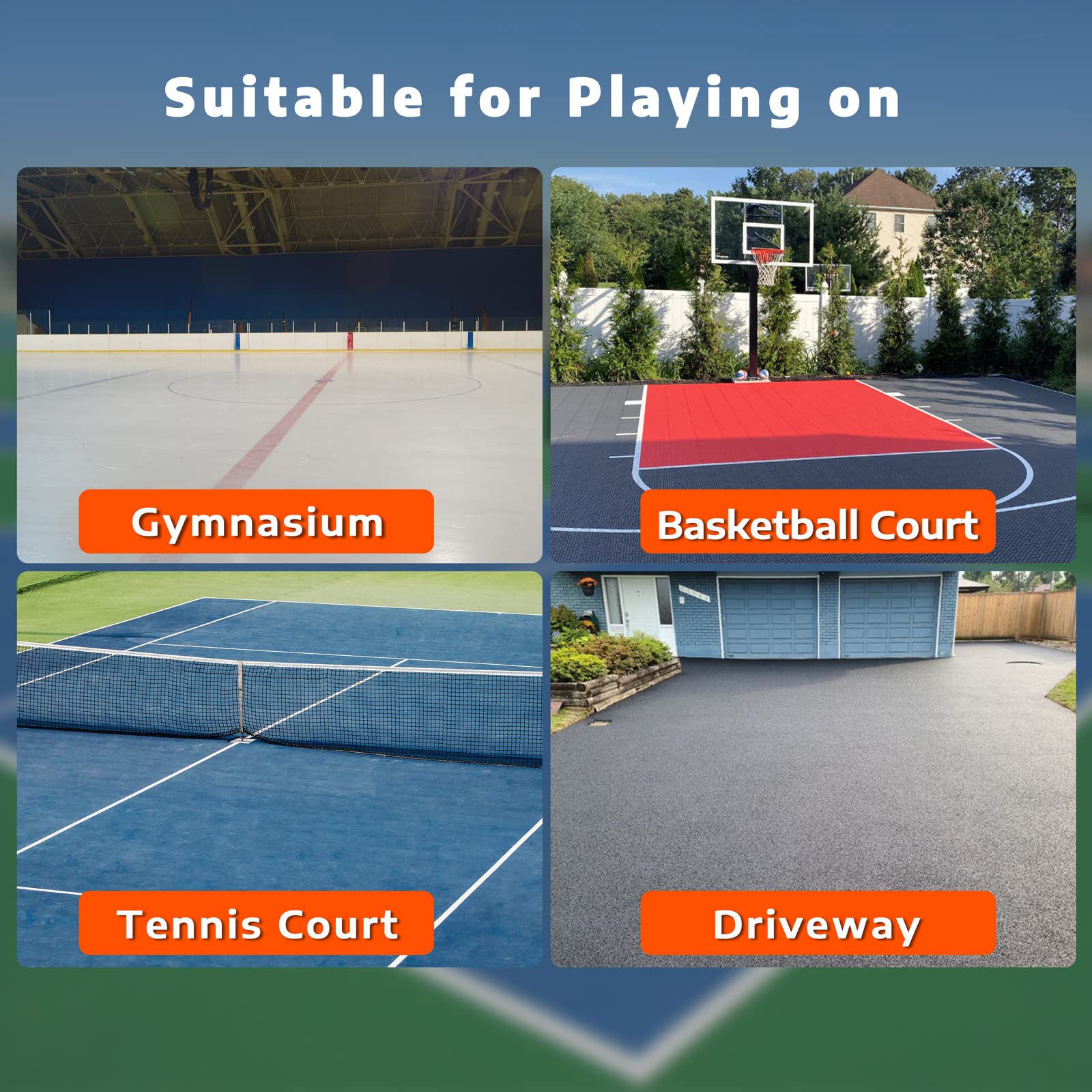 A11N Pickleball Court Marking Kit - Temporary Pickleball Boundary Lines in Standard Court Dimensions, No Measurement Required, Neon Orange