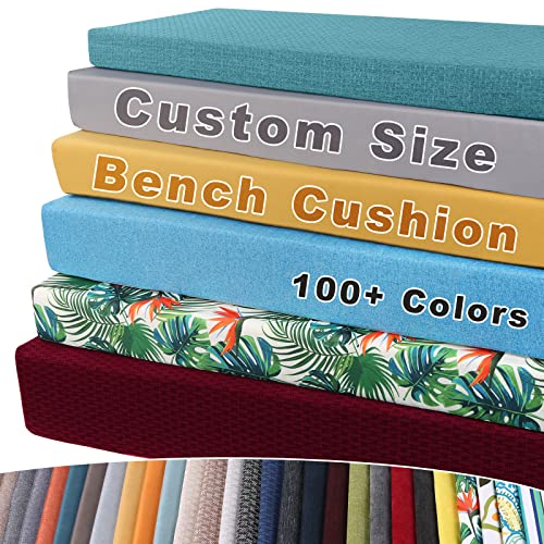 Millsilo Custom Bench Cushion for Indoor Furniture, Soft Window Seat Cushions, Custom Size Outdoor Cushion for Bench, Non-Slip Bench Pad for Shoe Rack, Piano, Storage, Dining, 70D High Density Sponge