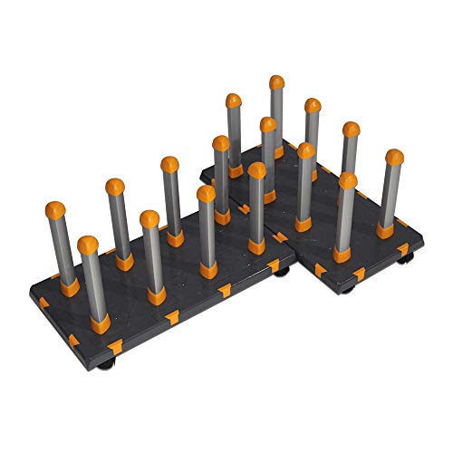 Rolling Floor Rack for Vinyl Roll Storage Detachable Free Assembly Mobile Material Floor Rack for Vinyl with 2 Modules-16 Spindles (3 Inch Core)