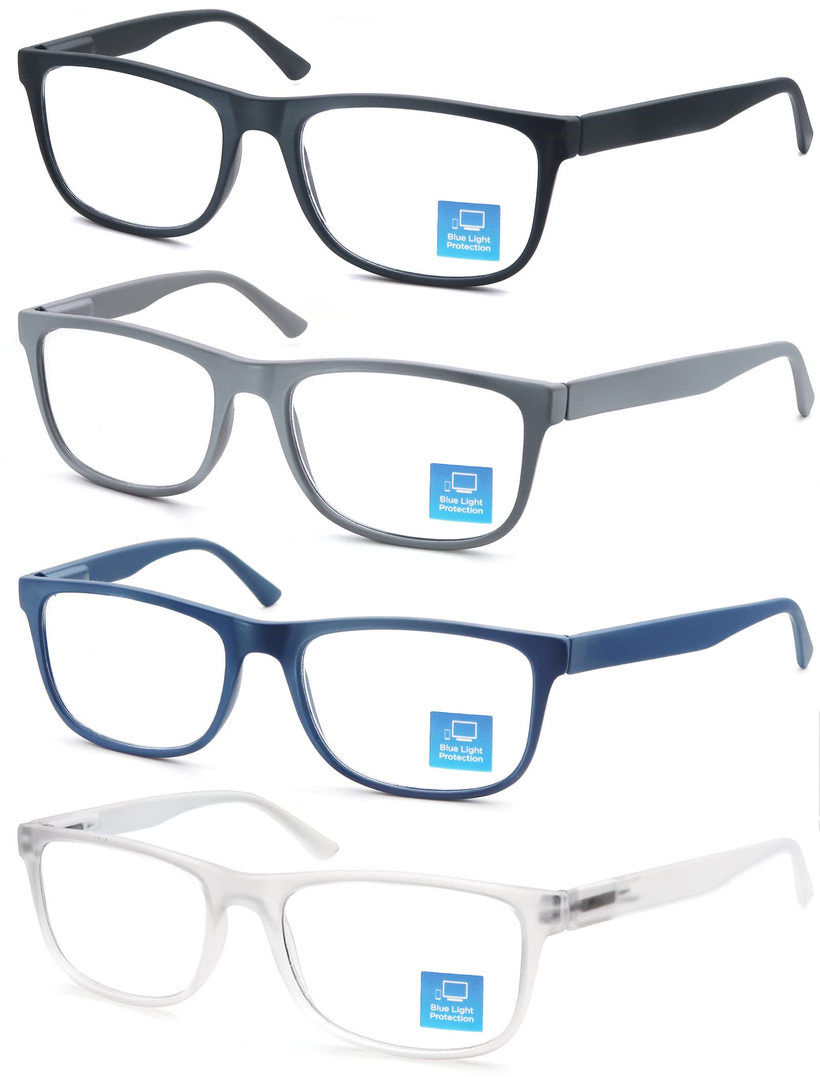 OLOMEE Reading Glasses Men Blue Light Blocking Large Oversized Wide Readers +1.25 Matte Square Cheaters W/Big Head/Large Face
