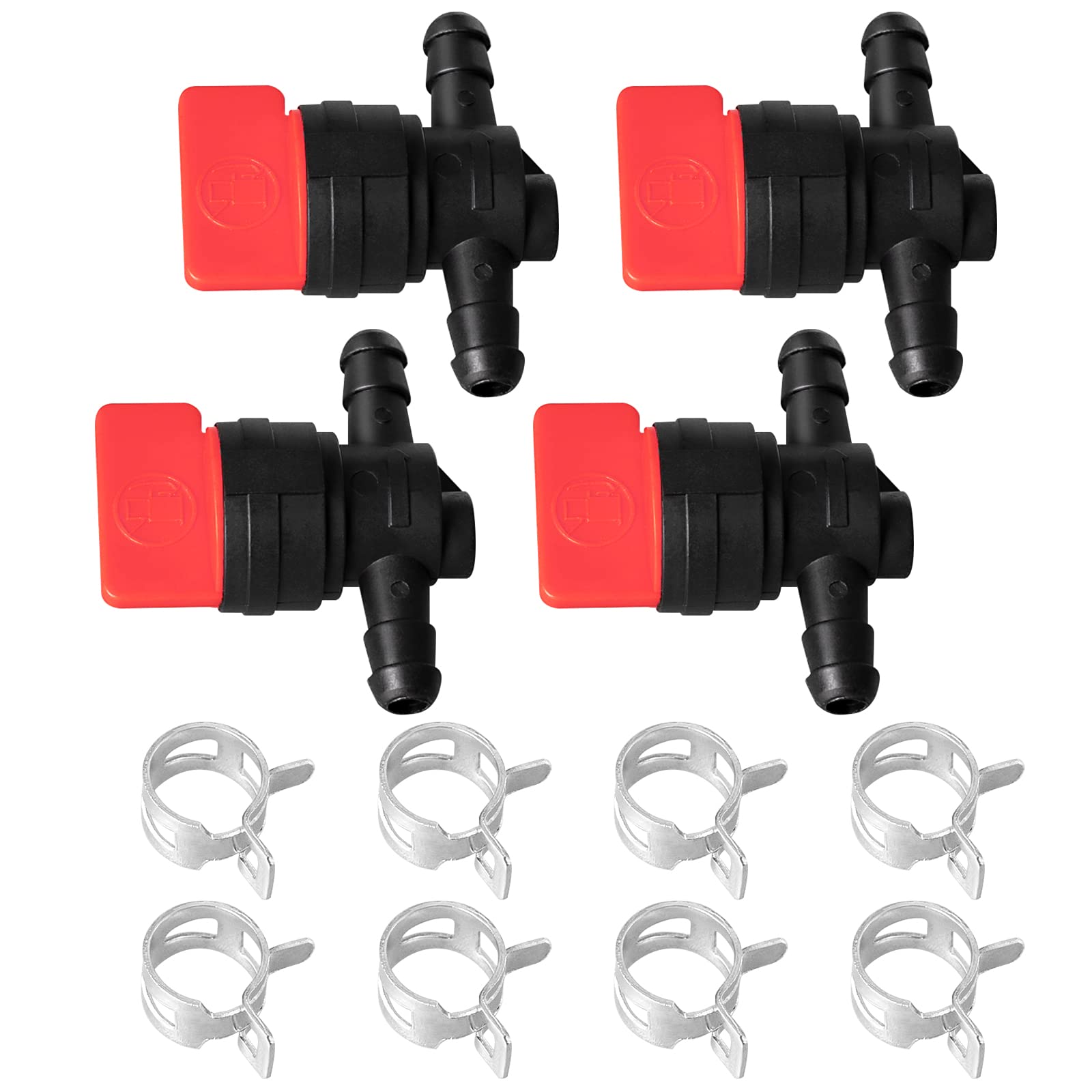 Fuel Shut Off Valve for Mower - 1/4" Fuel Cut Off Valve for Riding Lawn Mower Garden Tractor Pressure Washer Snowblower, in Line Fuel Gas Control Shut Off Valve Switches Tap for Small Engines 4 Packs