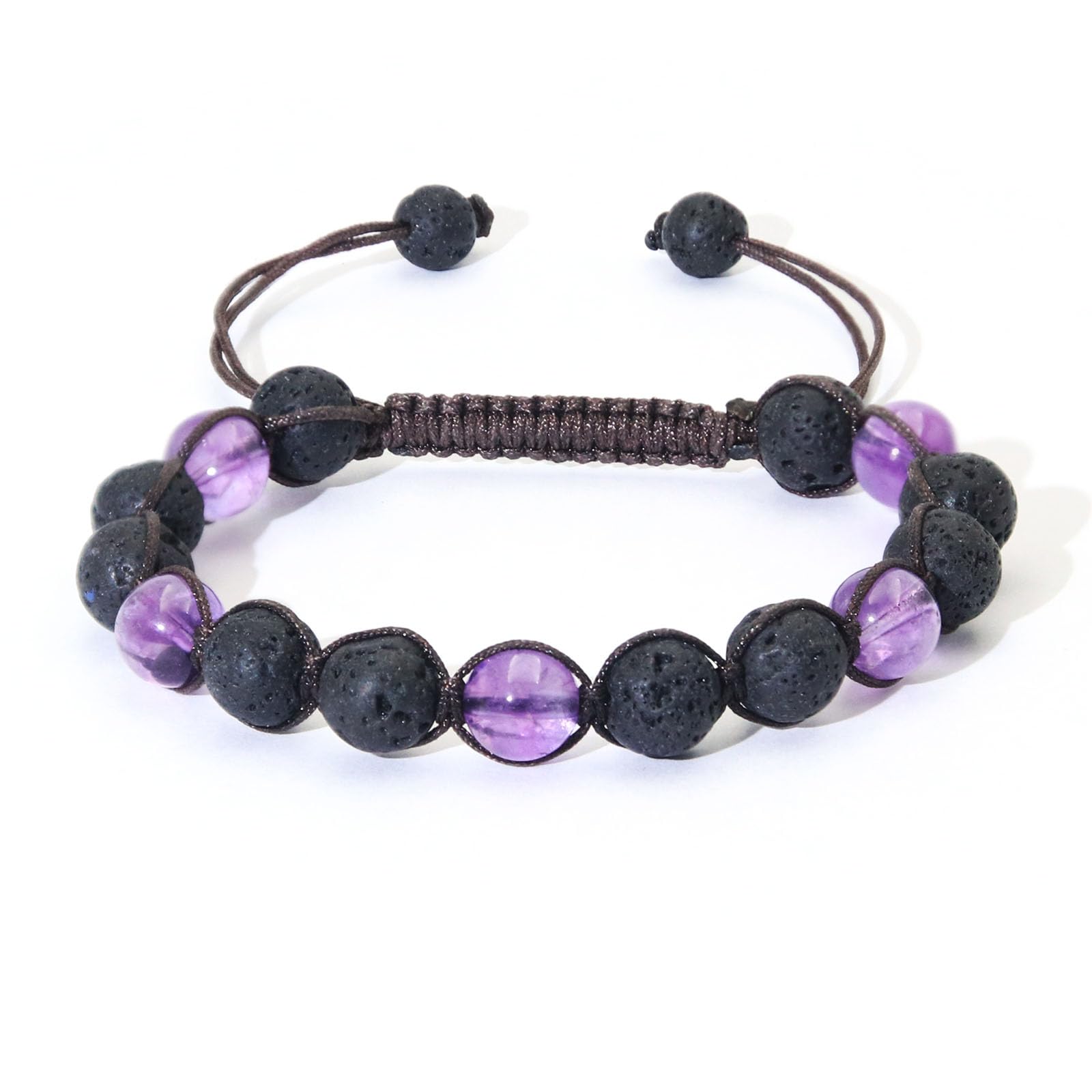 Natural Amethyst Beaded Bracelets for Women, COLORFEY Real Amethyst Lava Stone Crystal Bracelets Unique Handmade Bracelets Valentines Gifts for Wife, Protection Energy Beads Crystal Jewelry for Women