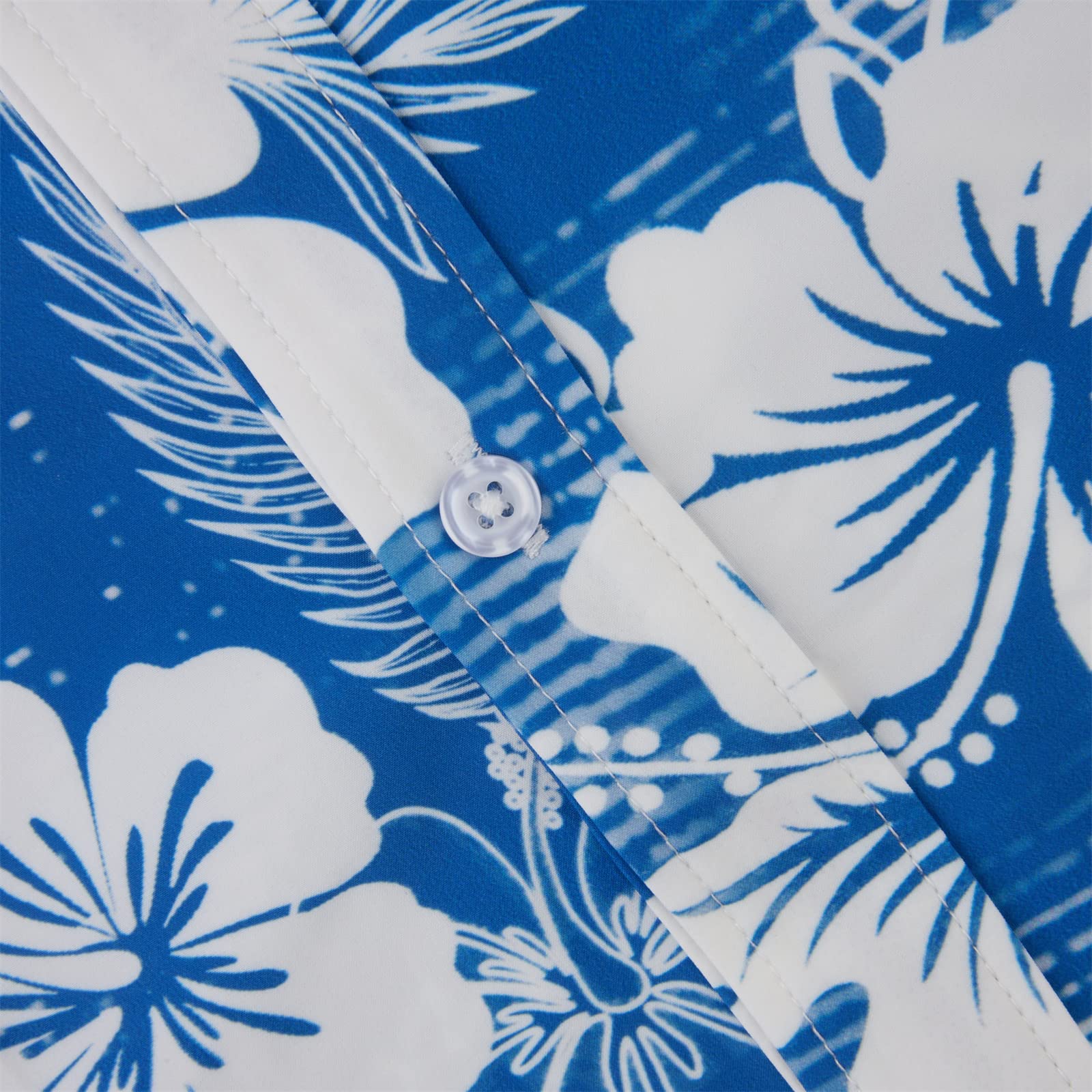 Men's Novelty Hawaiian Floral Shirt Summer Casual Button Down Tropical Holiday Beach Shirts Blue