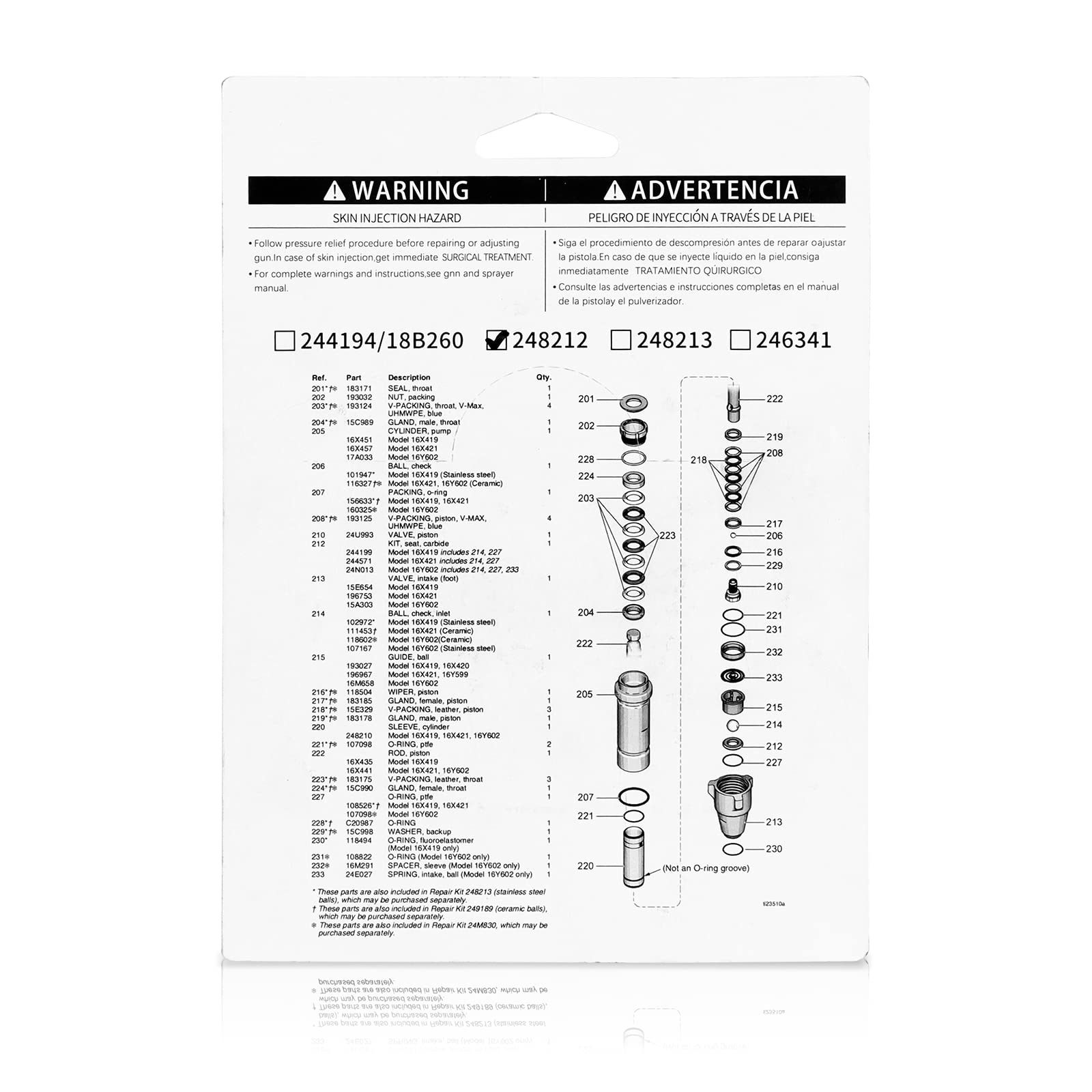 Pump Repair Kit for Graco 695-248212 Airless Paint Spray Pump Repair Kit for Graco Ultra Max II 695 795 LineLazer 3900 | Sprayers Accessories Aftermarket