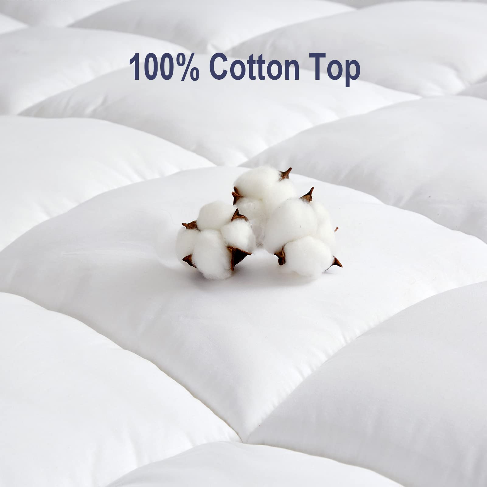 HYPREST Pillow Top Mattress Topper King, Extra Thick Mattress Topper 1300 GSM Down Alternative, 100% Cotton Soft Plush Bed Topper 8-24" Deep Pocket