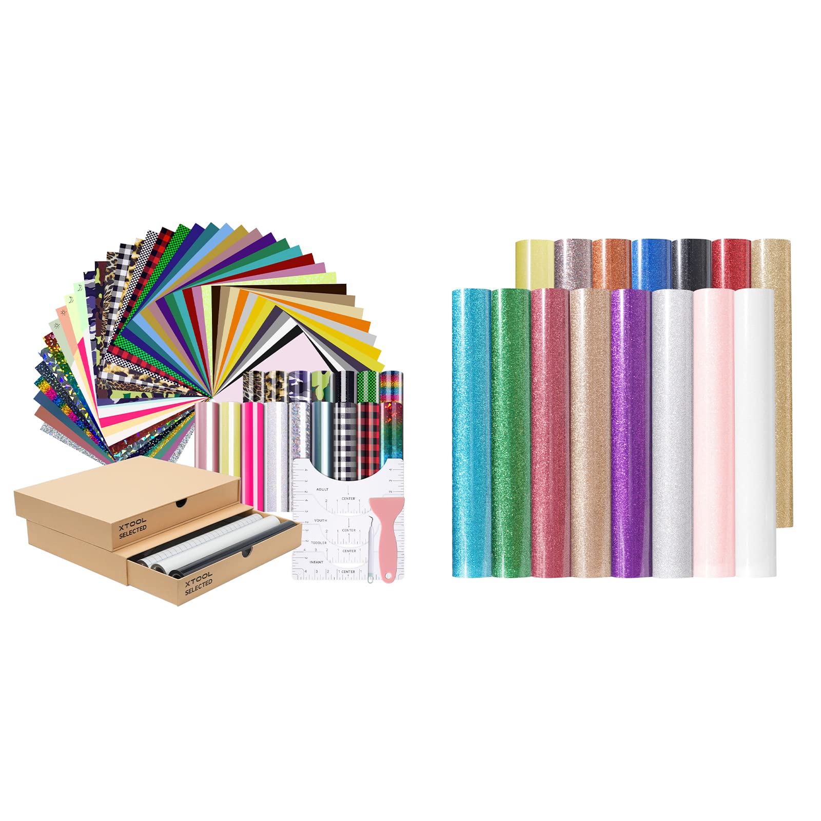 Multi-Style HTV with Tools Kit + Glitter HTV Vinyl Bundle