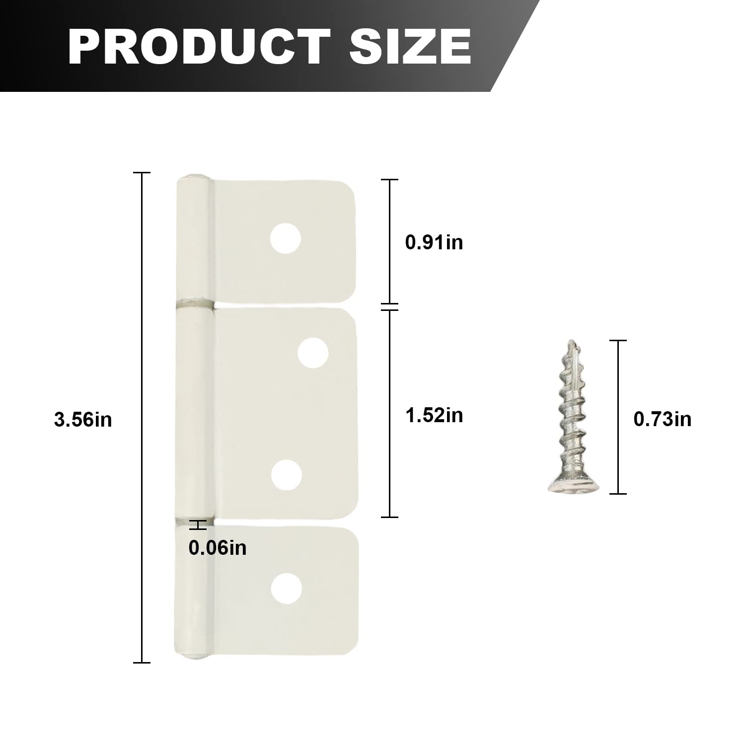 Three Leaf Non-Mortised Hinge for Mobile Home & RV Interior 6 Packa White Door Hinges with Screws