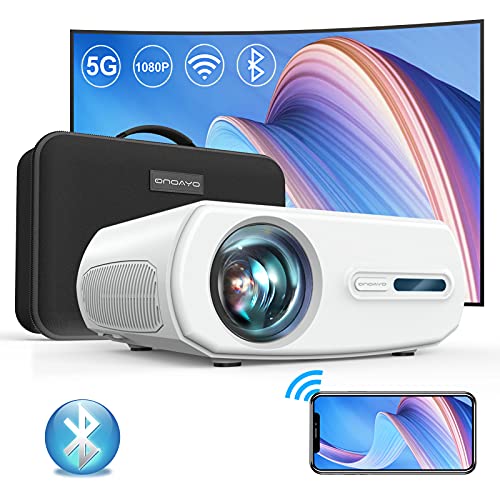 ONOAYO Projector Native 1080P 5G WiFi and 5.1 Bluetooth Projector & ONOAYO Adjustable Projector Tripod Stand