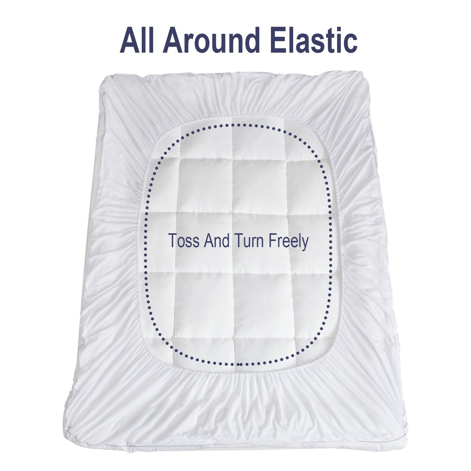 HYPREST Pillow Top Mattress Topper King, Extra Thick Mattress Topper 1300 GSM Down Alternative, 100% Cotton Soft Plush Bed Topper 8-24" Deep Pocket