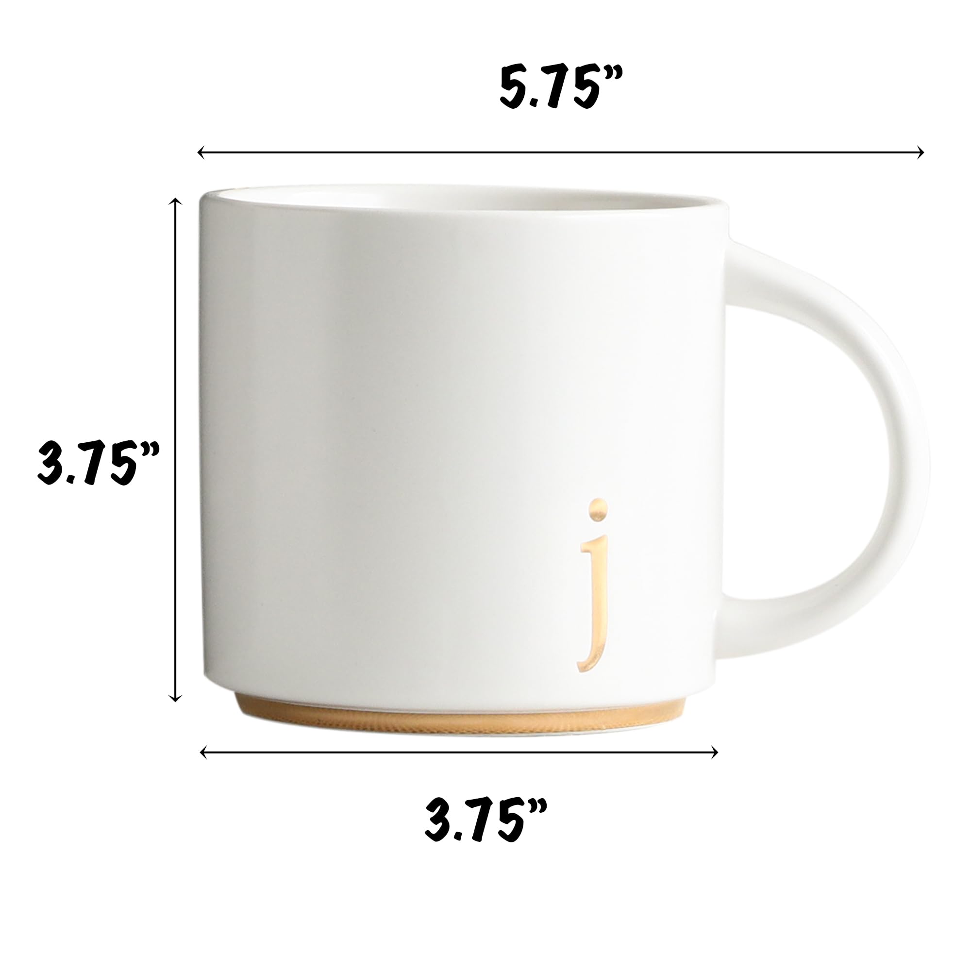 COLLECTIVE HOME - Monogram Ceramic Mugs, 15 oz Golden Initial Coffee Cups, Elegant Alphabet Tea Mugs, Elegant Personalized Mug with Gift Box, Luxurious Cups for Office and Home (j)