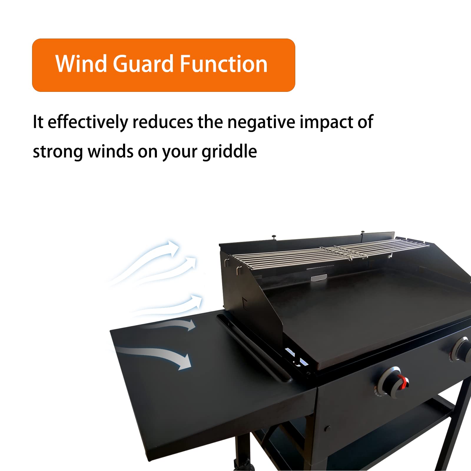 PHYESUVIN Universal Wind Screen/Guard and Griddle Warming Rack Set Fit for Griddle from 22" to 28" Without Hood, Griddle Accessories for Blackstone 22", 28" Griddle and Other Griddle with Rear Grease