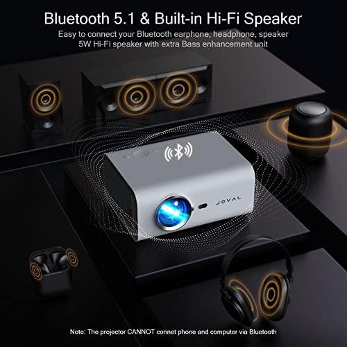 Projector with 5G WiFi and Bluetooth, Joval Portable Video Projector 9700L Native 1080P FHD 4K Support Outdoor &Home Projector for iOS, Android, PC, TV Stick, PS5, Come with Carrying Bag
