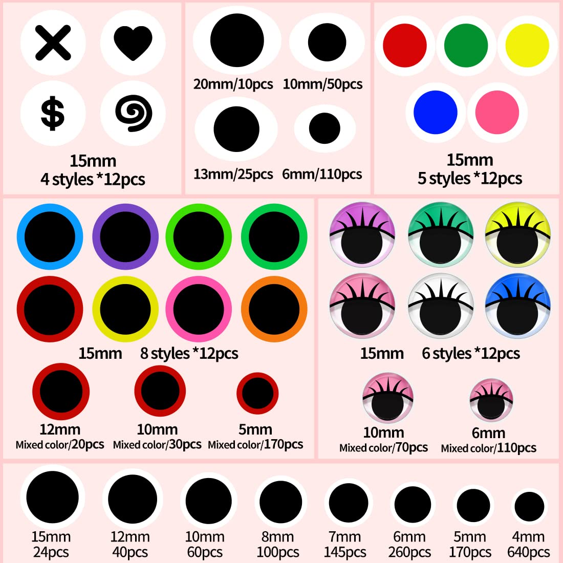 108pcs Felt Sheets + 2310pcs Googly Wiggle Eyes, Art and Craft Supplies.