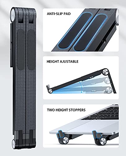 DesertWest Portable Laptop Stand, Lightweight Adjustable Laptop Stand for Desk, Ergonomic Computer Stand Foldable, Anti-Slip MacBook Pro Stand Compatible with 10" - 15.6" Laptops