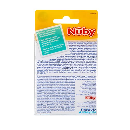 Nuby Happy Hands Silicone Teething Mitten - Baby Teething Toy - 3+ Months - Fox