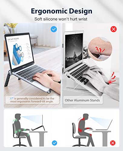 DesertWest Portable Laptop Stand, Lightweight Adjustable Laptop Stand for Desk, Ergonomic Computer Stand Foldable, Anti-Slip MacBook Pro Stand Compatible with 10" - 15.6" Laptops