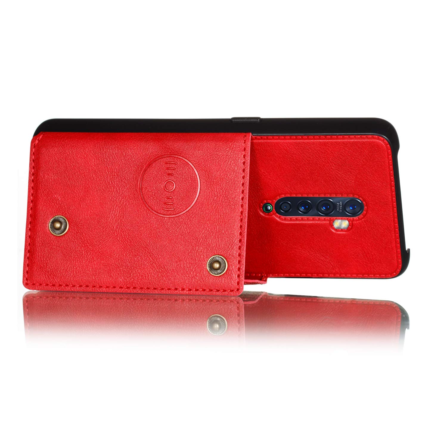 Elubugod Case for Oppo Reno 2 Case Cover,with Card Slot Case for Oppo Reno2 PCKM70 PCKT00 PCKM00 CPH1907 Case Cover Red