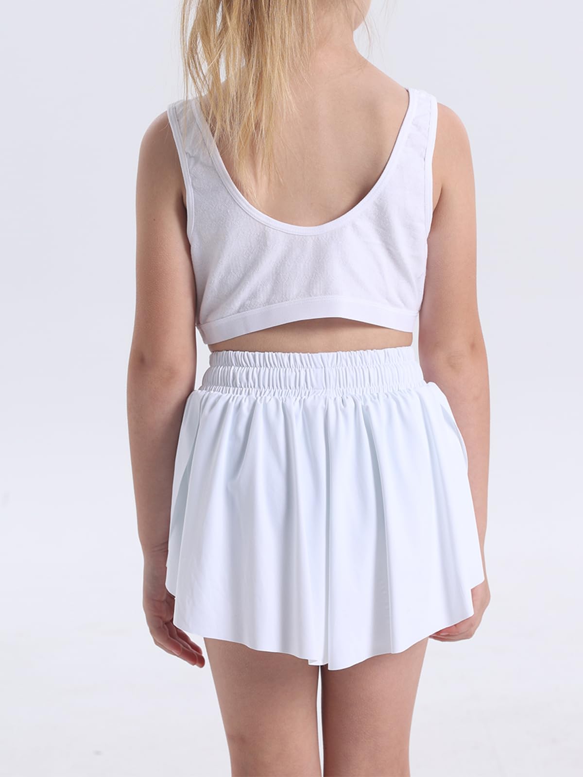 Flowy Shorts for Teen Girls Athletic Running Biker Shorts Youth Butterfly Shorts(White-S)