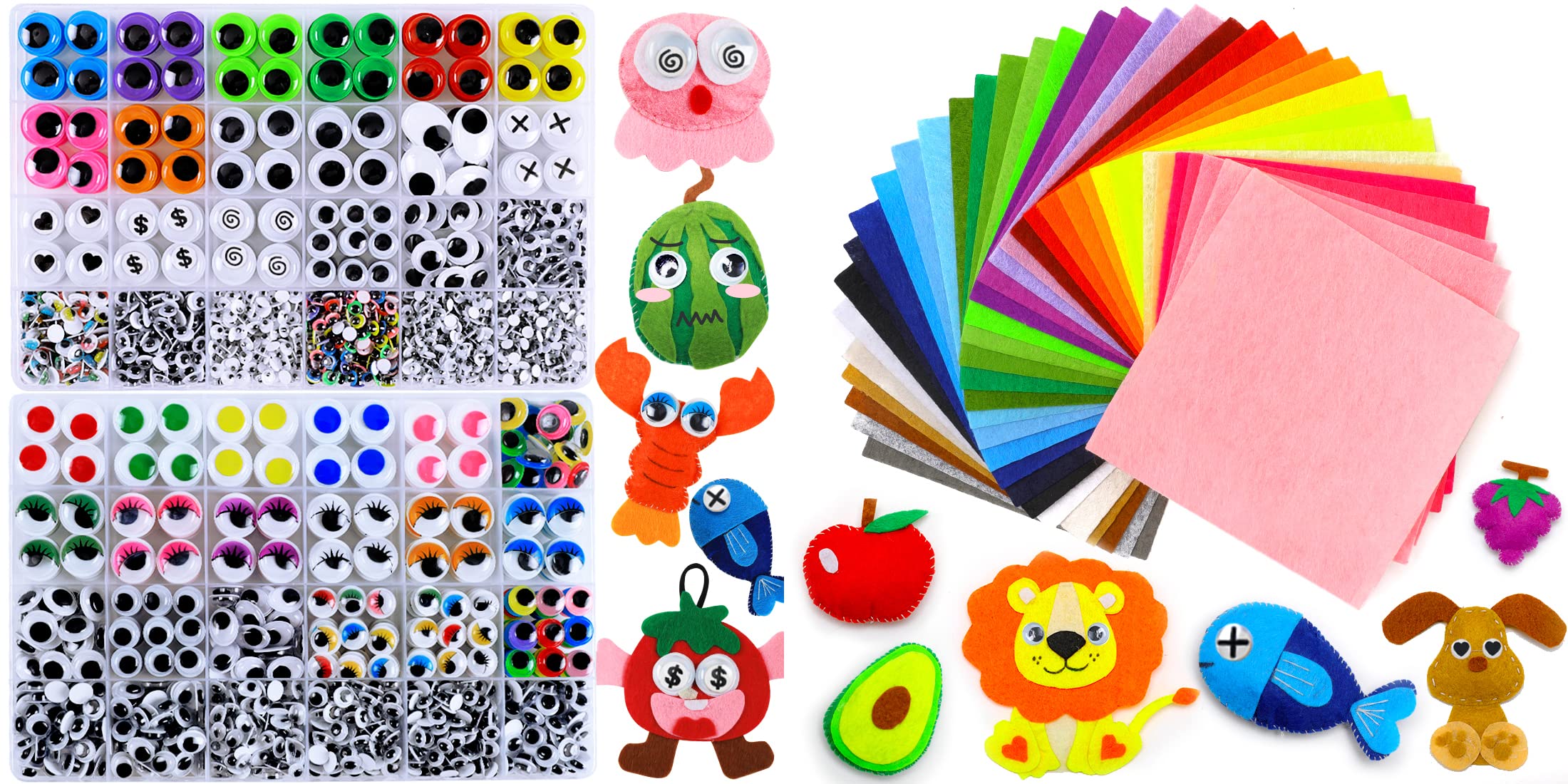 108pcs Felt Sheets + 2310pcs Googly Wiggle Eyes, Art and Craft Supplies.