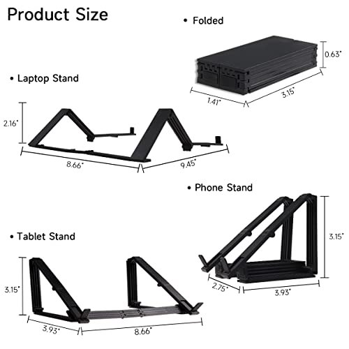MIUZMORE Laptop Stand, Portable Magic Folding Laptop Stand Acrylic Laptop Stand for Office Desk laptops, Mobile Phones and Tablets, and can be Used Freely in cafes, Libraries, and Offices(Black)
