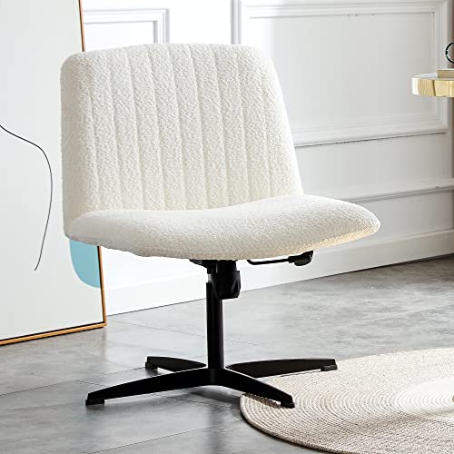 conforliving Armless Office Desk Chair No Wheels Vanity Chair Mid-Back Ergonomic Home Office Computer Chair Comfortable Adjustable Swivel Task Chair with Thickened Cushion(Velvet-Padded)