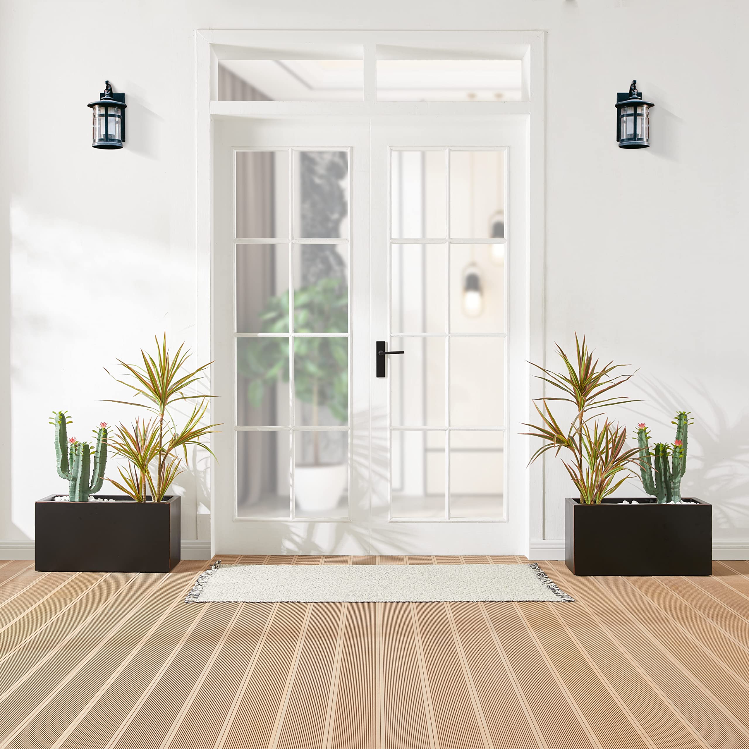 Wallowa Metallic Heavy Rectangle Planter Box for Outdoor/Indoor 25Lx11Wx13H Inches 22Pounds Black