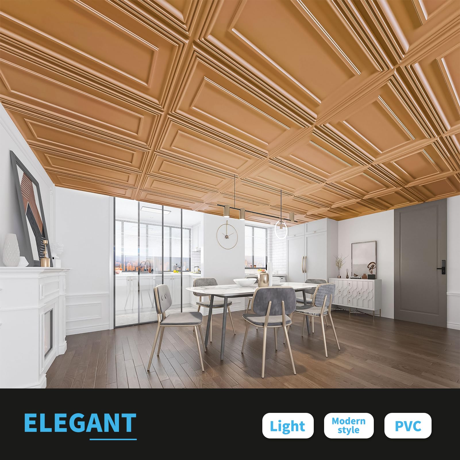 Art3d Drop Ceiling Tiles, 24x48in. Bronze (12-Pack)