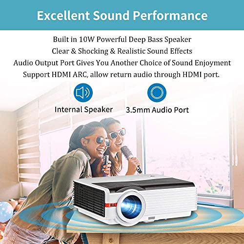 9000L Bluetooth WiFi Projector Native 1080, Full HD Video Projectors Wireless Sync Screen for Smartphones/PC, Outdoor Home Theater Projectors 4D Keystone & Zoom, with HDMI,VGA,USB,AV,Audio Port