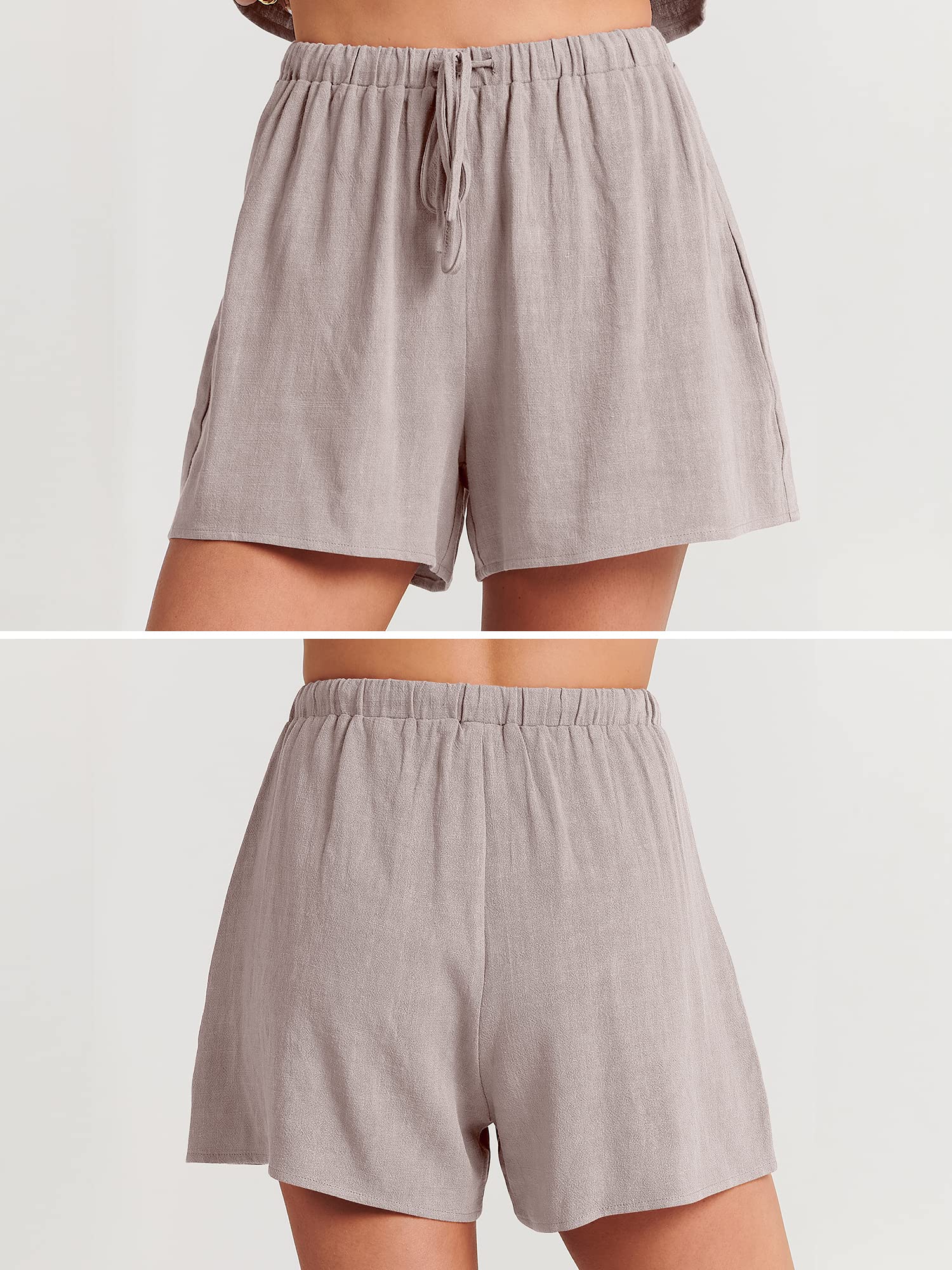 ANRABESS Women 2 Two Piece Outfits Lounge Matching Sets Linen Shorts Boho Aesthetic Clothes Sleeveless Tops 2023 Summer Outfits Vacation Beach 806yinhui-M, Light Grey