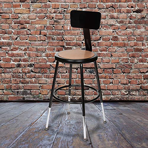 OEF Furnishings (2 Pack) Height Adjustable Black Shop Stool with Backrest, 18β -27"