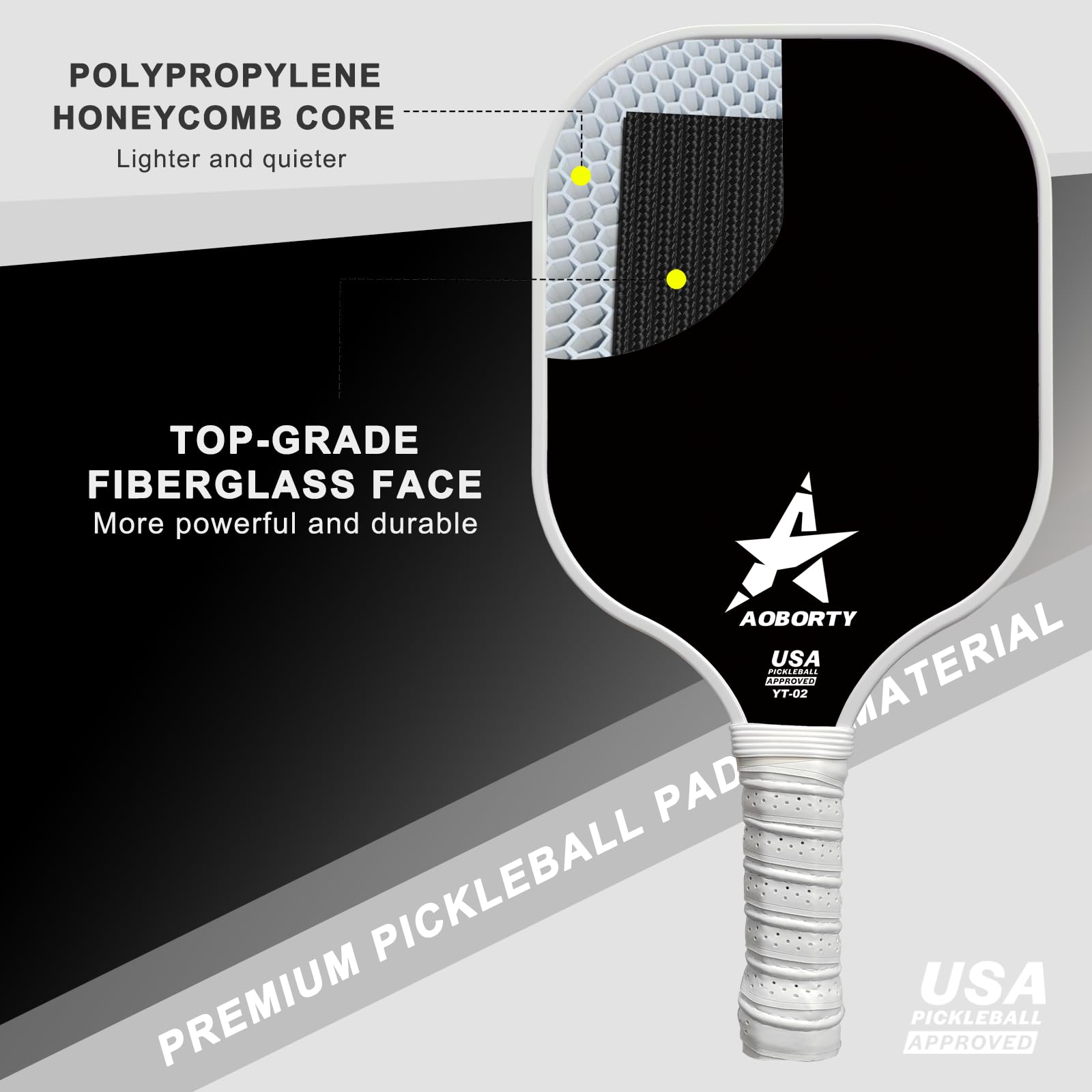 AOBORTY Pickleball Paddles 4 Pack - Light Graphite Premium Rackets Fiber Face Pickleball Set with 6 Outdoor Indoor Balls Including Portable Carry Bag