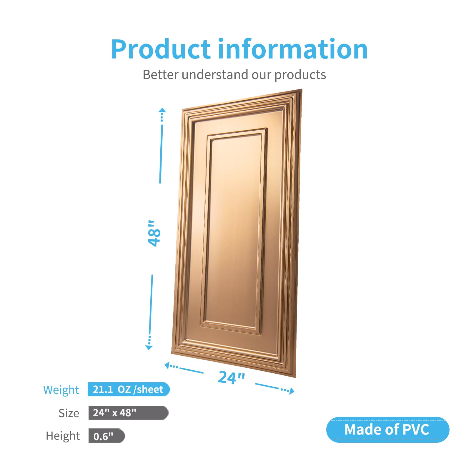 Art3d Drop Ceiling Tiles, 24x48in. Bronze (12-Pack)