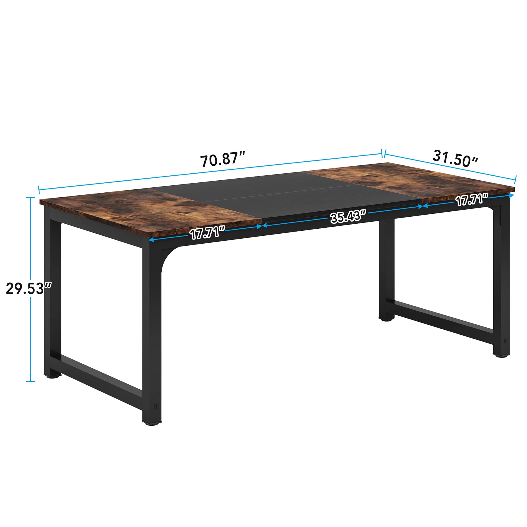 Tribesigns 71"x31.5" Dining Table, Industrial for 6-8 Person, Rectangular Dinner Table for Dining Room Kitchen Living Room, with Heavy Duty Metal Legs, White